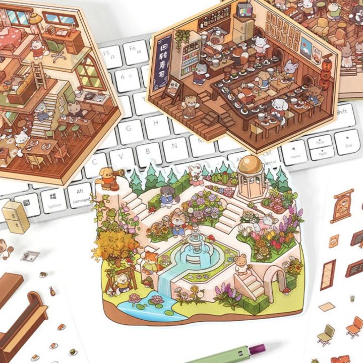 Pasting Hand Account Plus Size 3D Landscape Sticker Paper Forest ...