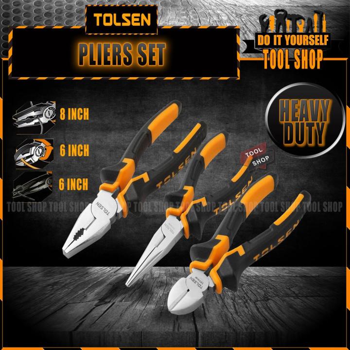 Tolsen 3 Pcs Pliers Set Combination Combination/Long Nose/Diagonal Cutter | Daraz.pk