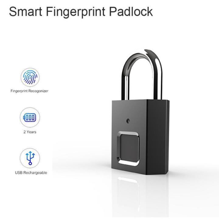 Smart Door Padlocks Rechargeable Door Lock Fingerprint Keyless Quick ...