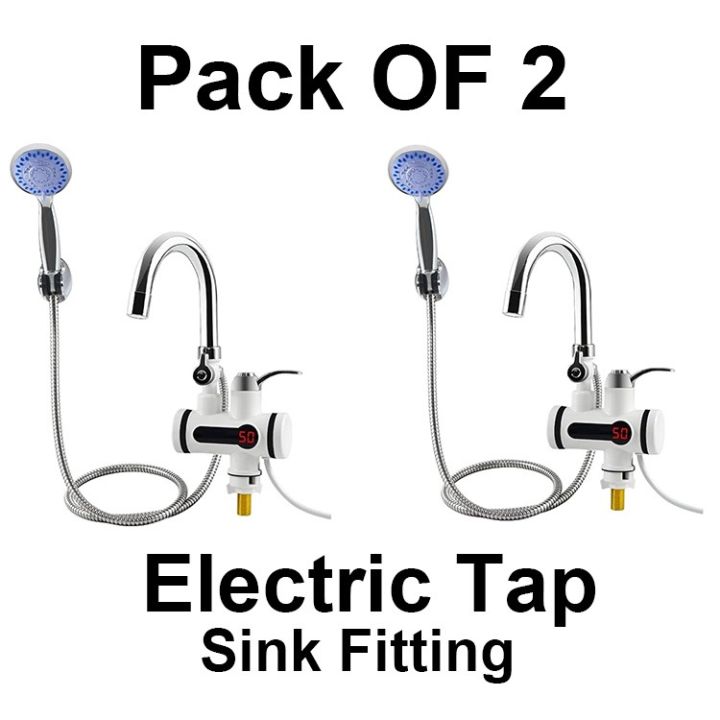 Instant Electric Tap Pack Of 2 Water Heater Sink Fitting With Shower ...