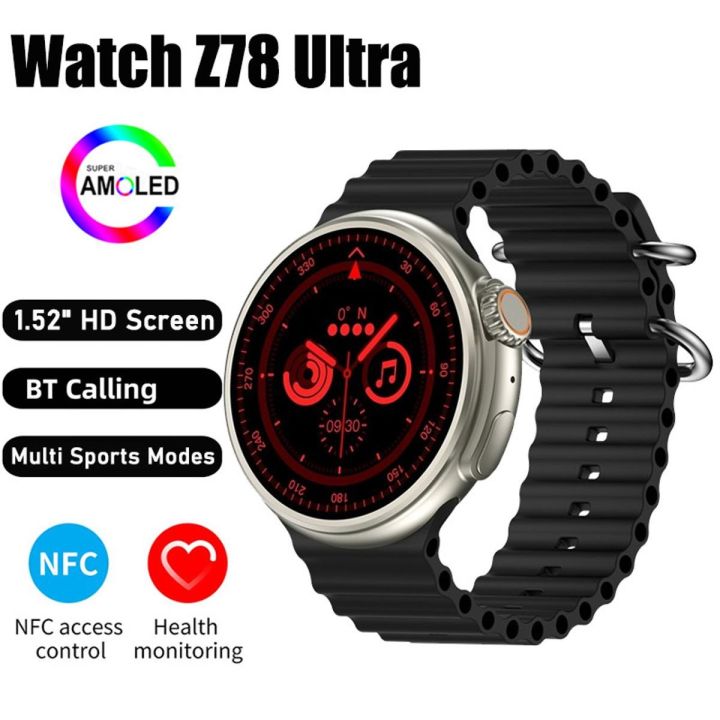 Smart Watch Z78 Ultra 1.52" Round Screen AMOLED Display Bluetooth Call Wireless Charging Sports ...