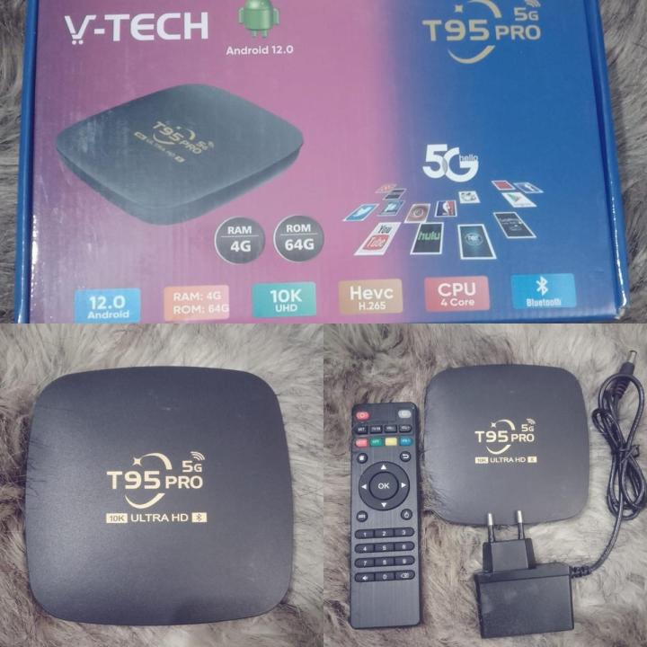 T95 Pro 5G, 4GB/64GBV-Tech Android Tv Box, with Bluetooth Android Ver.12.0 by Asaan-Shop | Daraz.pk