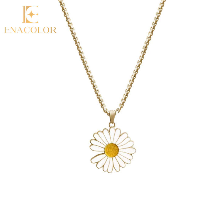 Enacolor Korean New Daisy Sunflower Pendant Necklace Ins Girl ...