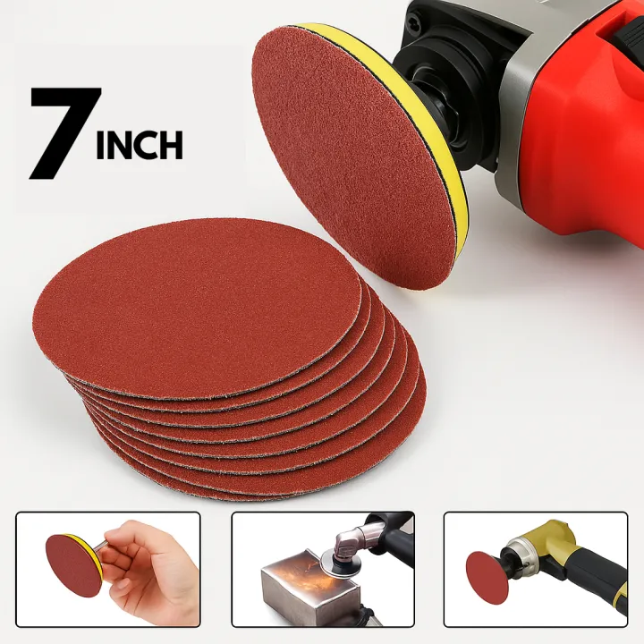 7Inch Sanding Discs – 10PCS Abrasive Sandpaper Pads 60/80 Grit for ...