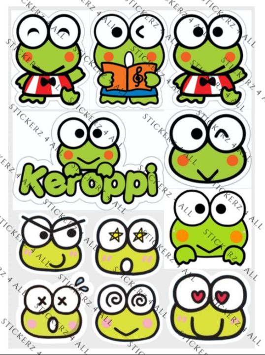 KEROPPI uncut sticker sheet A6 size based on famous cartoon character ...