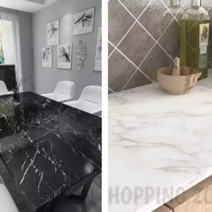 Self Adhesive Black And White Marble Sheet for Kitchen - Anti Oil and ...