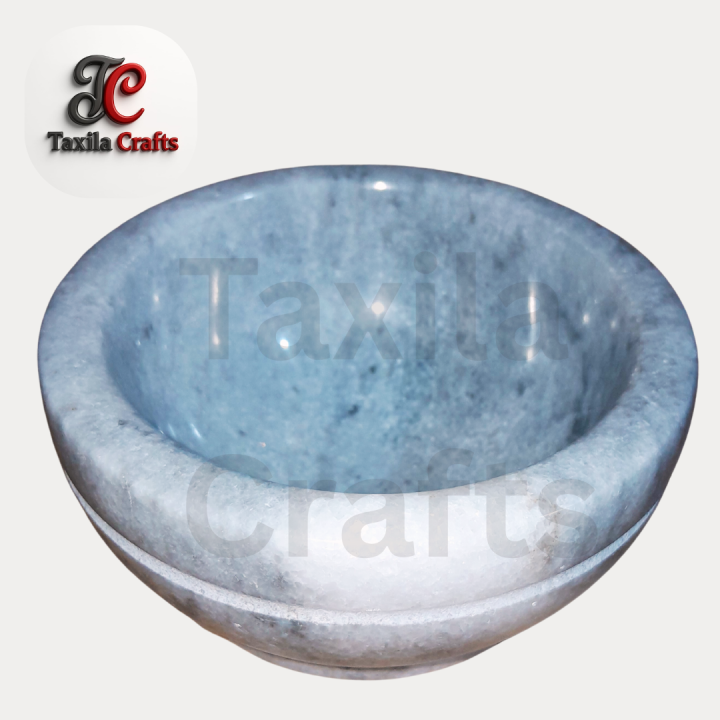 Taxila Crafts 6x3 inch Handmade Marble Gray Mortar | Imam Dasta Without ...