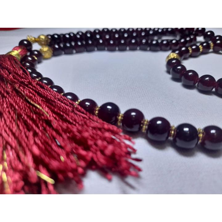 Handmade Natural Dark Red Marble Stone Tasbeeh For Muslim Tasbeeh ...