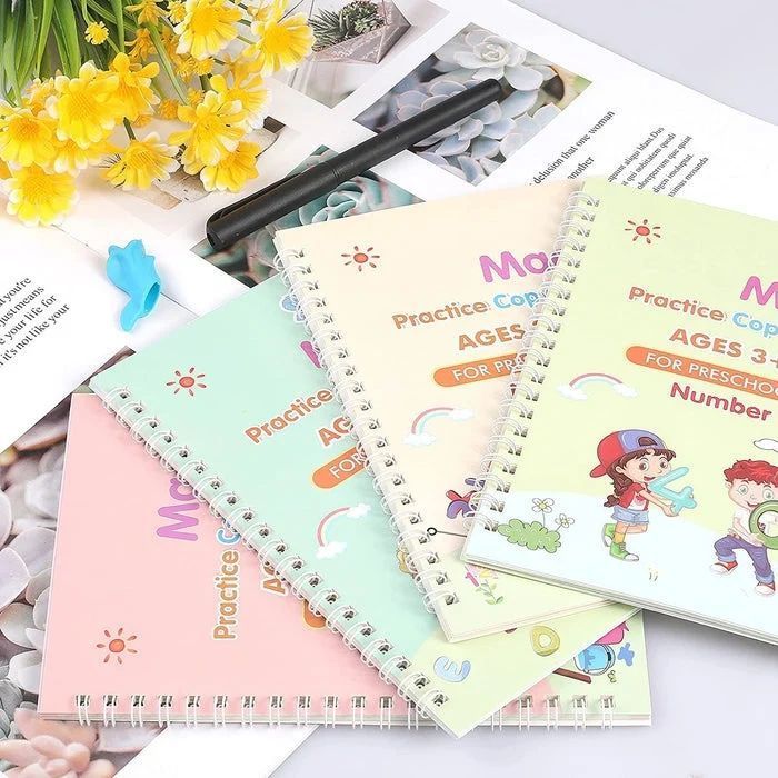 SANK Montessori Reusable Magic Book 4 Magic Books + 1 Pen + 10 Refills ...