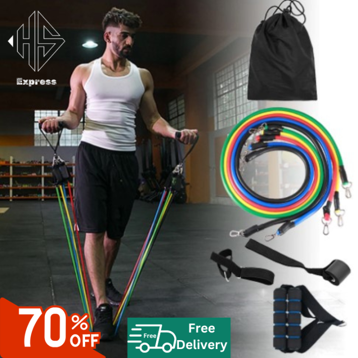 Door Anchor, Ankle Straps, Handles & Elastic Tube - 11 Piece Fitness ...