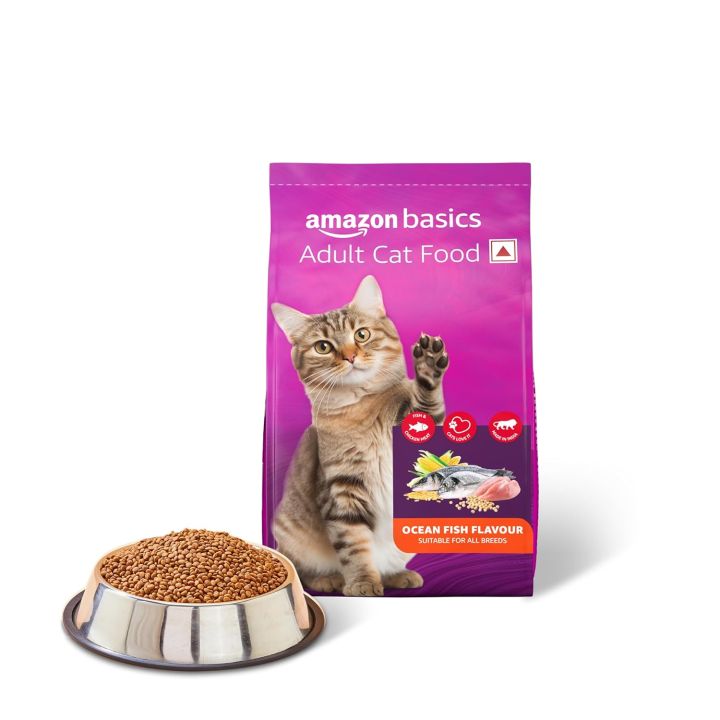 Amazon Basics Dry Cat Food | 1 Kg | Ocean Fish | with Real Chicken Meat ...