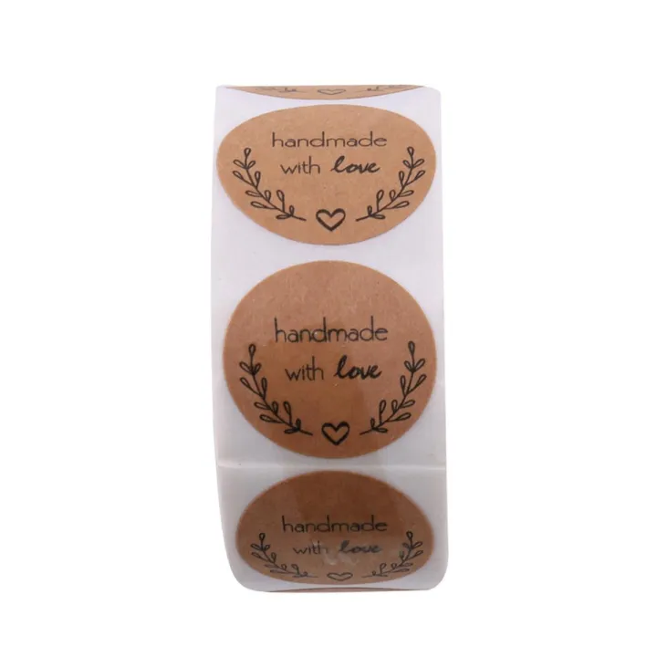 2pcs 1 Inch Round Natural Kraft Olive Branch Handmade with Stickers ...