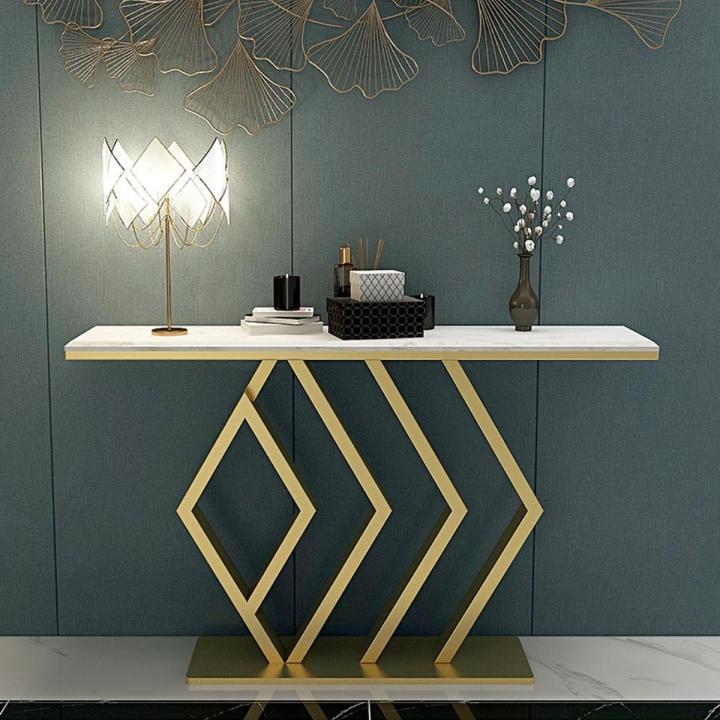 White Rectangular Console Table Luxury Modern Accent Table in Gold ...