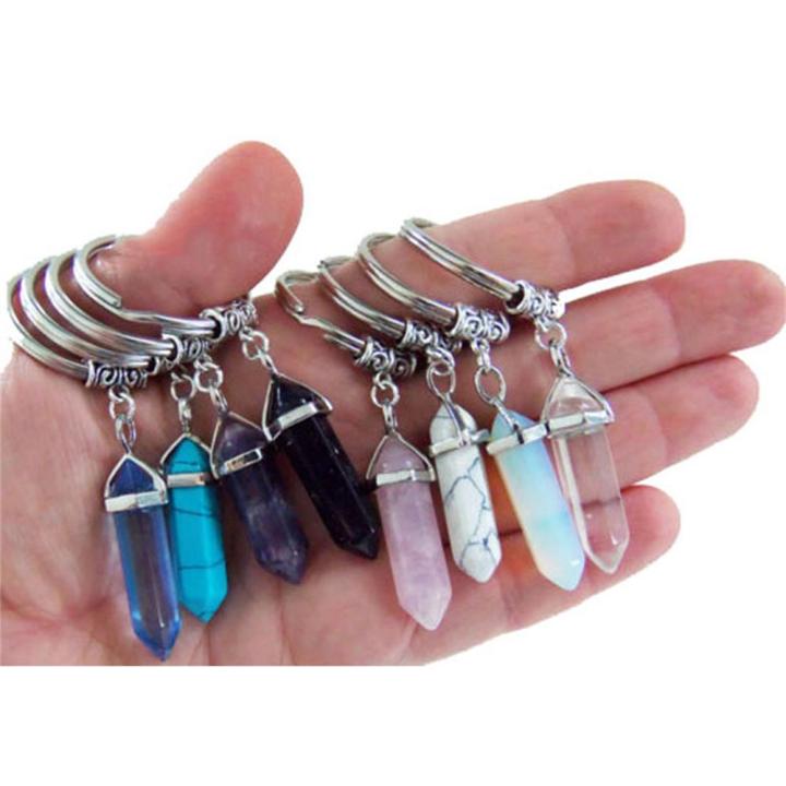 Fashion Accessories Unisex Geometry Shape Natural Stone Key Chain Opal ...