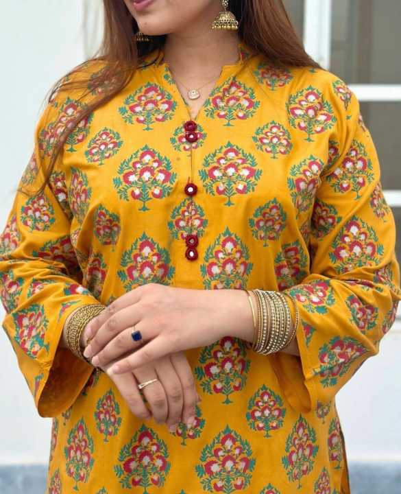 Stylish Era trendy Stitched Leaf Printed 2pc Dress for Women and Girls | Daraz.pk