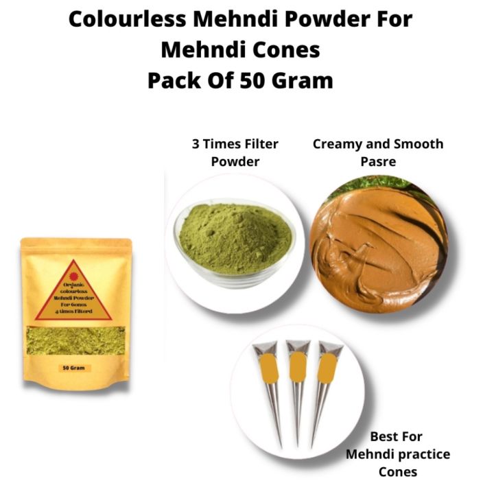 Colorless Organic Mehndi Powder for Mehndi Cones and Practice hands ...