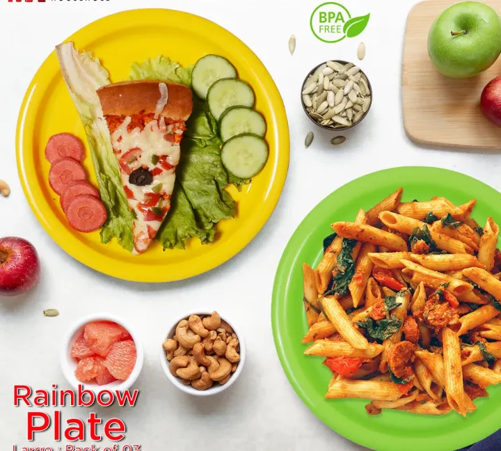 Rainbow Plates Set – Large (4 pcs) & Small (3 pcs) for Vibrant Dining ...