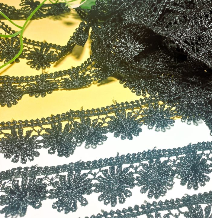 Black Daisy Flower lace, Fabric lace, Wedding Lace, Border Lace Trim ...