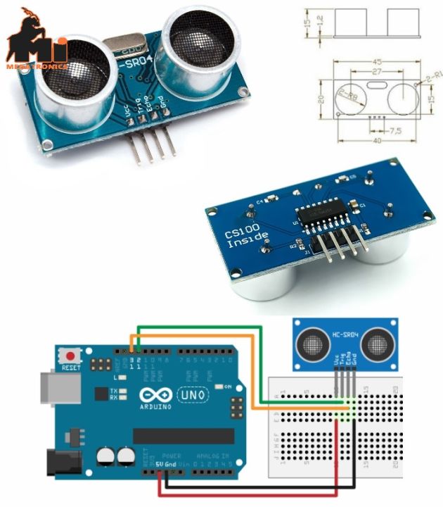HC-SR04 CS100 Ultrasonic Distance Measuring ping Sensor | Daraz.pk