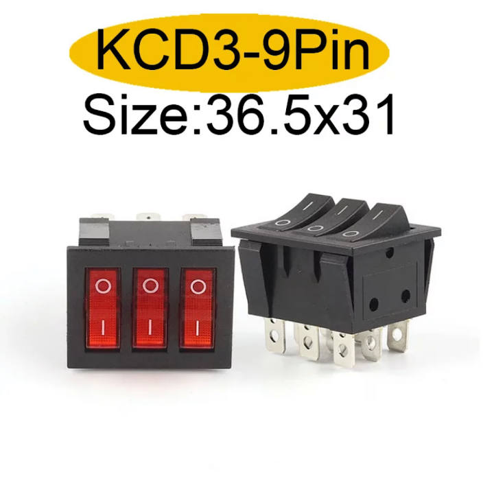 1PCS 40.3X33.3mm Rocker Switch KCD3 Red 3 Way Black Switch 6 Pin 2 ...