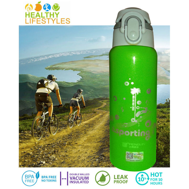 PENGUIN Sports Thermos Vacuum Insulation water bottle Gym Bicycling ...