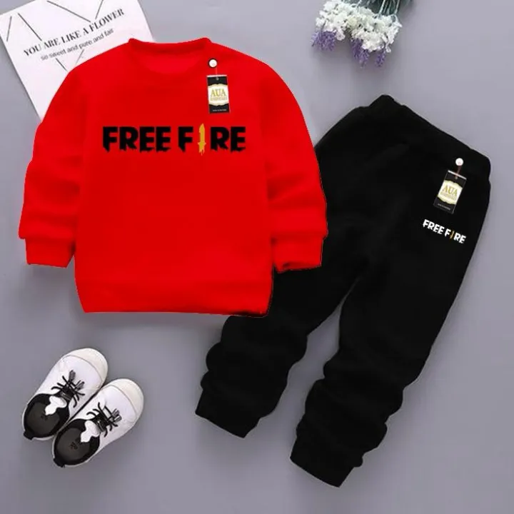 Red and Black ( FREE FIRE) Printed Kids Tracksuit for Winter By Aua ...