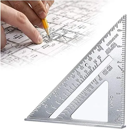 7 Inch Aluminum Alloy Triangle Ruler, Clear Scale for Measuring Right ...