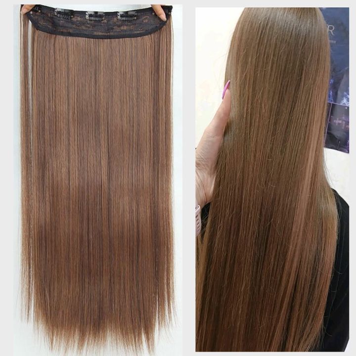 Hair Extension Golden To Brown Streaking 5 Clips In Double Shade ...