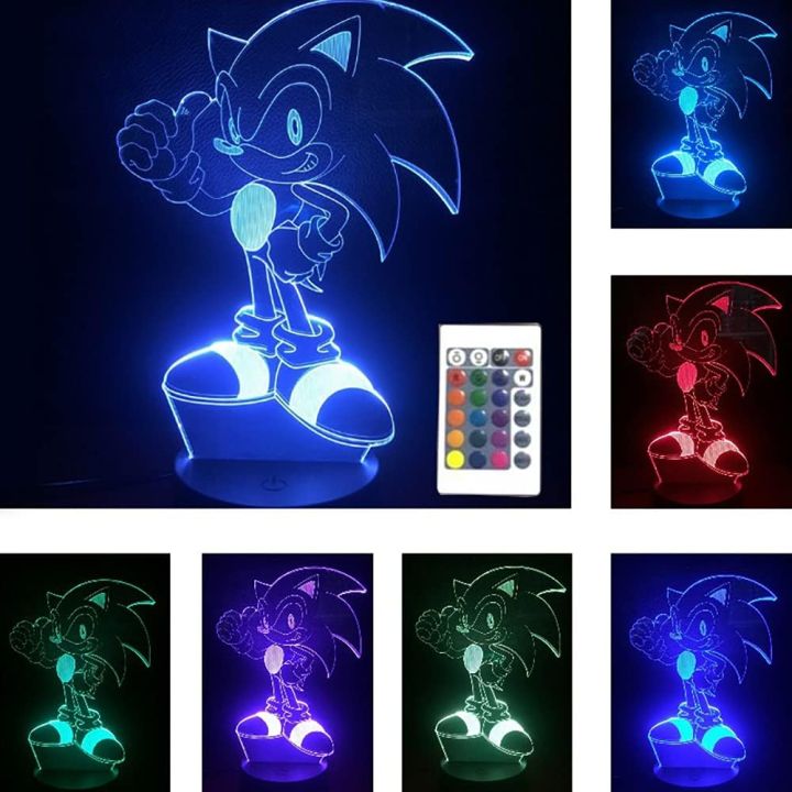 Sonic Toys Night Light, 3D Sonic The Hedgehog Toys Night Light - 16 ...