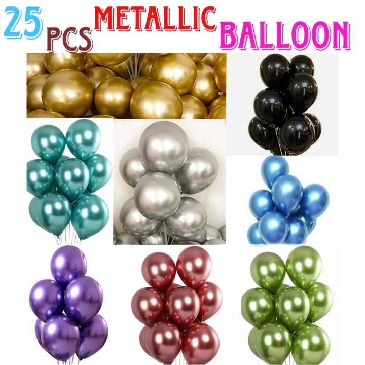 Pack of 25 Metallic Balloons Set for Birthday Decorations, Weddings ...