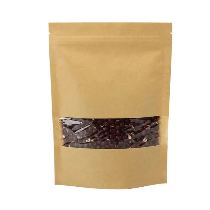 Bundle of 10 Stand Up Kraft Paper Pouches with Windows Snack Food ...