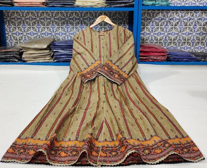 One Piece Skin Colour Stitched Lawn Long Frock For Women | Daraz.pk