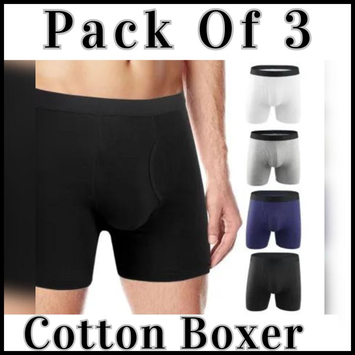 Pack of 3 Imported Boxer For Men - Random Colors - Pull On closure, Tag ...