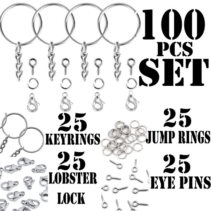 Keyrings with Open Jump Rings, Eye Pins and Lobster Locks Hook Jewelry ...