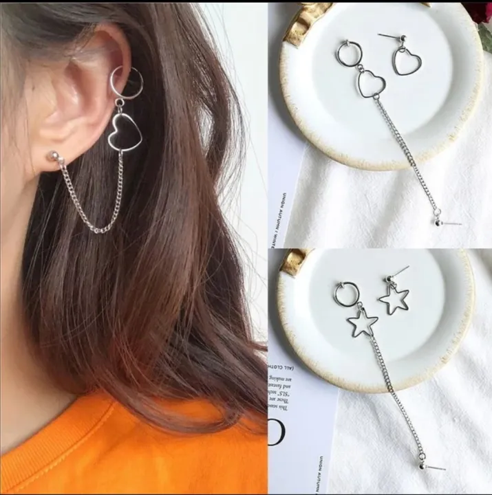 pair of ear cuff, available in two beautiful design, heart shaped earcuff, star shaped earcuff ...