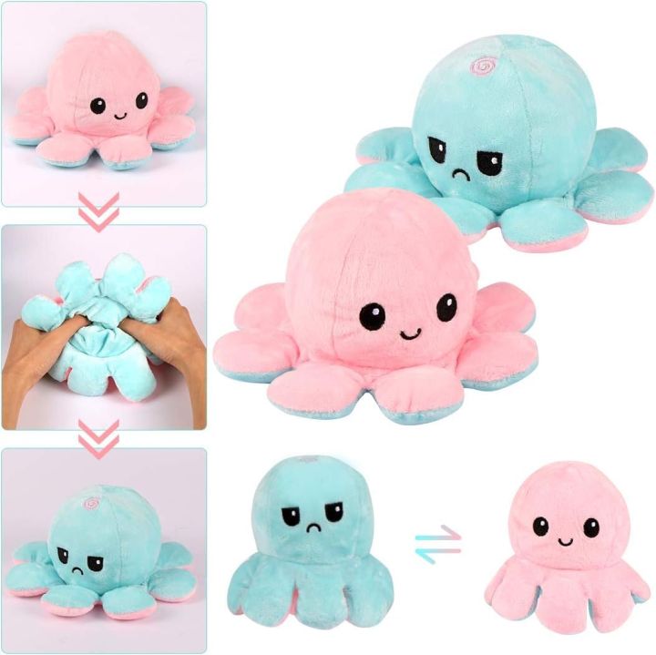 Reversible Octopus Soft Toys, Mood Change Double-Sided Flip Octopus ...