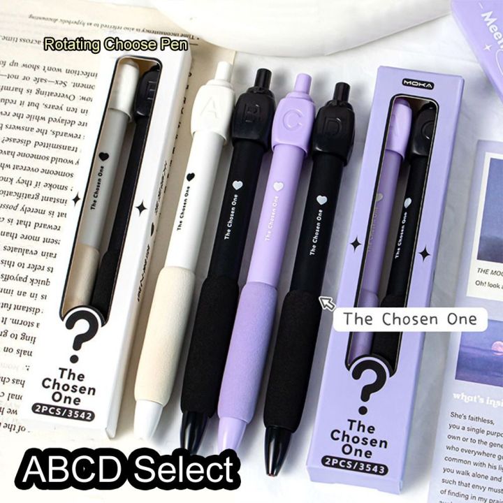 2PCS Interesting Fun Rotating Answer Pen ABCD Select Novelty Rotating ...
