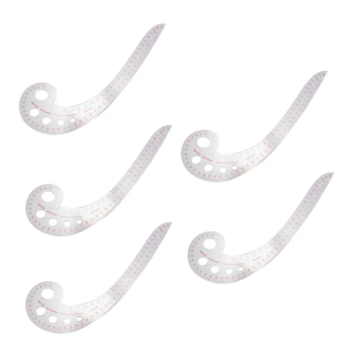 5pcs 11.8 inch Long Comma Shaped Plastic Transparent French Curve Ruler ...