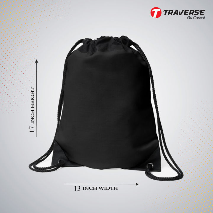 Traverse Black Drawstring Bags For Girls / Bags For Kids / Bags For ...