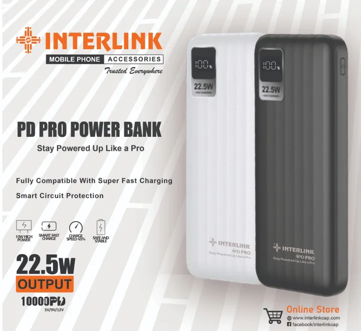 he Interlink PD Pro Power Bank (10,000mAh) delivers 22.5W PD and Quick ...