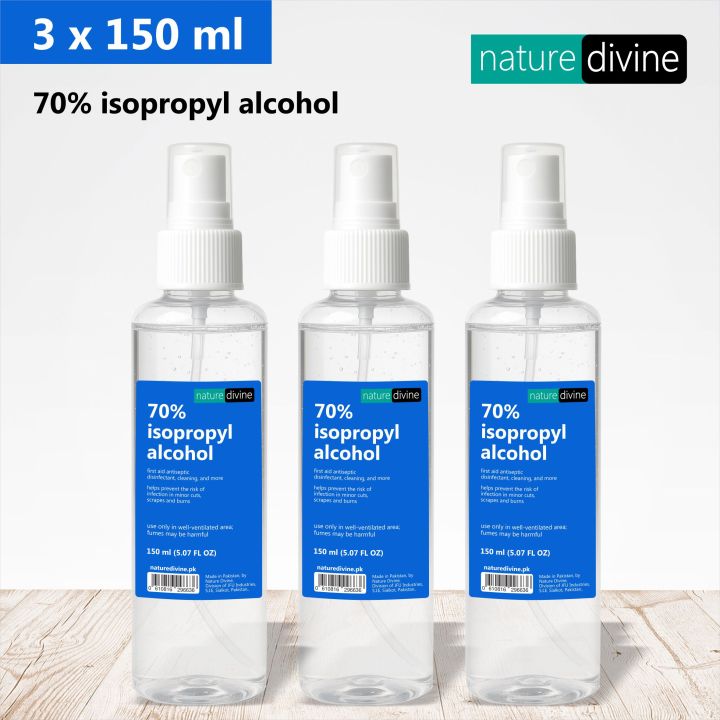 Pack of 3 Nature Divine 70% Isopropyl Alcohol, IPA Rubbing Alcohol ...