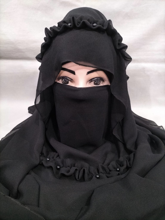 CROWN READY TO WEAR NIQAB WITH PEARLS – BLACK | Daraz.pk