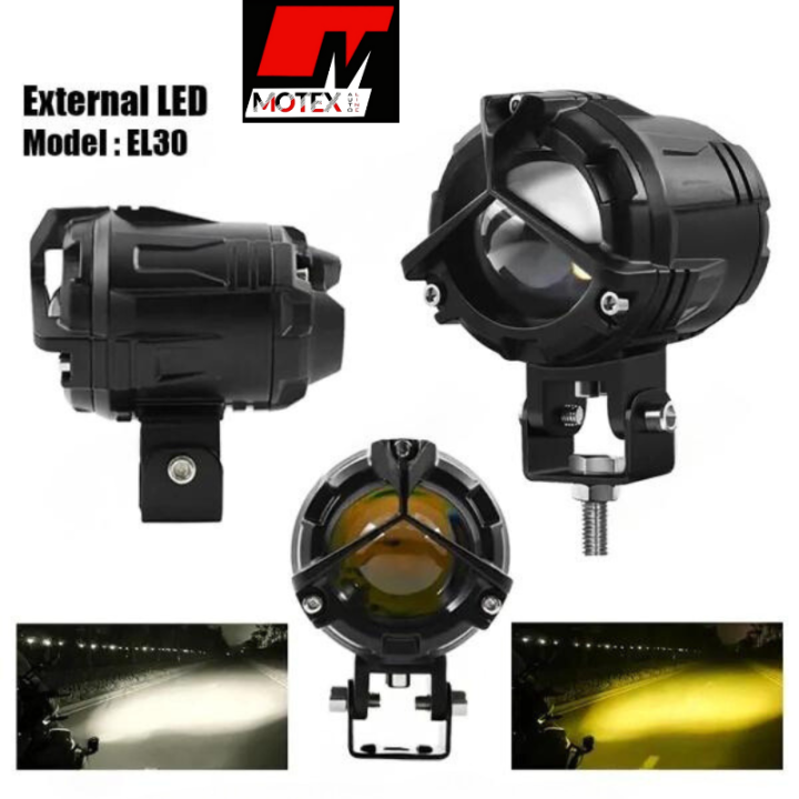 Mini Driving Light Super Bright Projector Lens Double Color Led Light ...