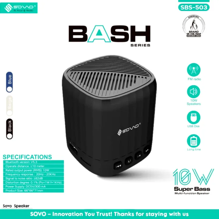 SOVO SBS-503 BASH Series 10W Super Bass Multi-Function Bluetooth ...