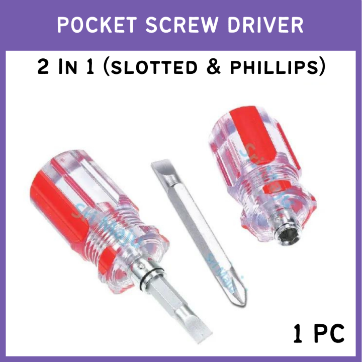 1 Pc Mini Screw Driver 2 In 1 | Short Double Ended Flat Slotted ...