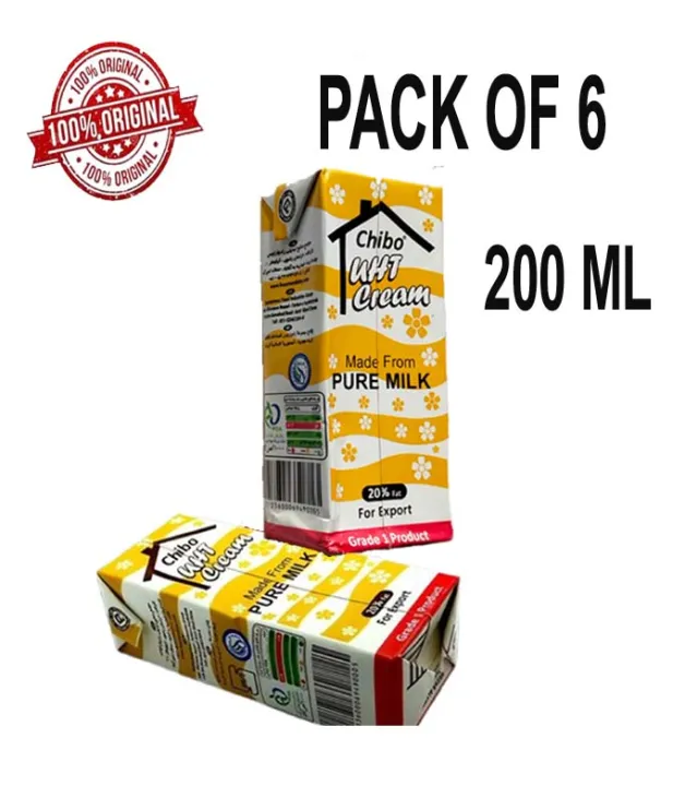 Pack of 6 Dairy Cream | Milk Cream 200ml | CHIBO UHT Full Cream ...