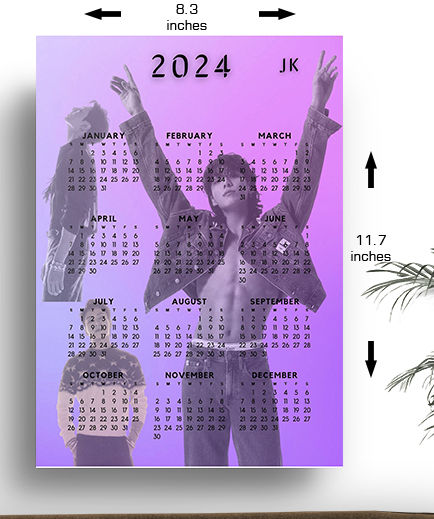 jungkook jk bts 2024 calendar poster | Daraz.pk