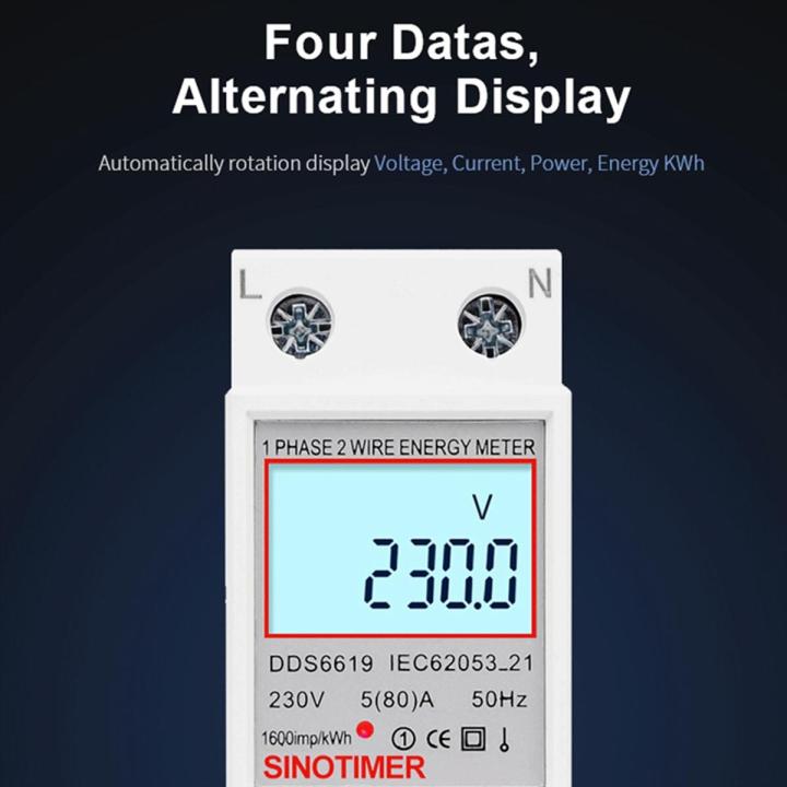 Sinotimer Dds6619 008 1 Phase Two Wire Energy Meter Kwh Ac 230v 50hz