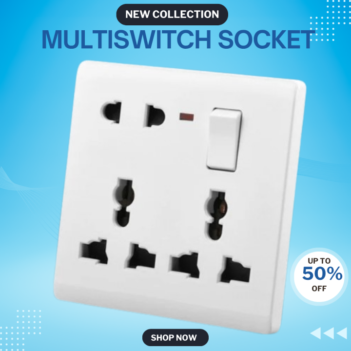 White universal 8 pin socket, switch control socket, British electric ...