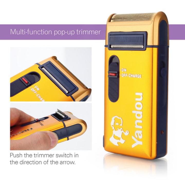 YANDOU Electric Rechargeable Golden color Pop-up trimmer Foil Shaver ...